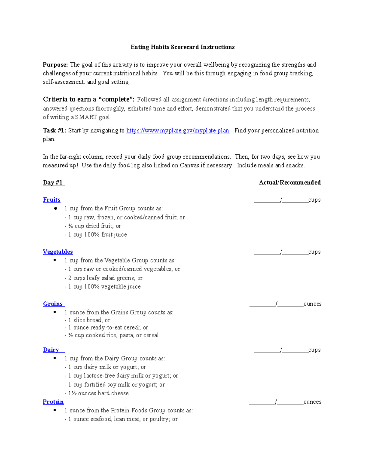 Eating Habits Scorecard Updated (6-6-23) - Eating Habits Scorecard ...