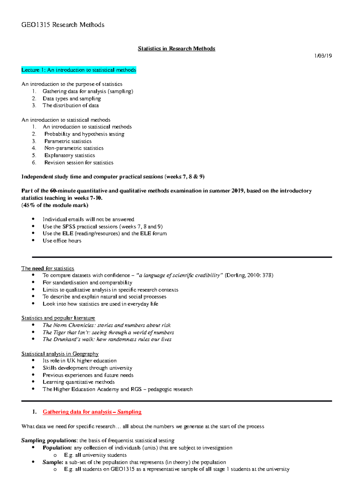 Research Methods - Statistics - Statistics in Research Methods 1/03 ...