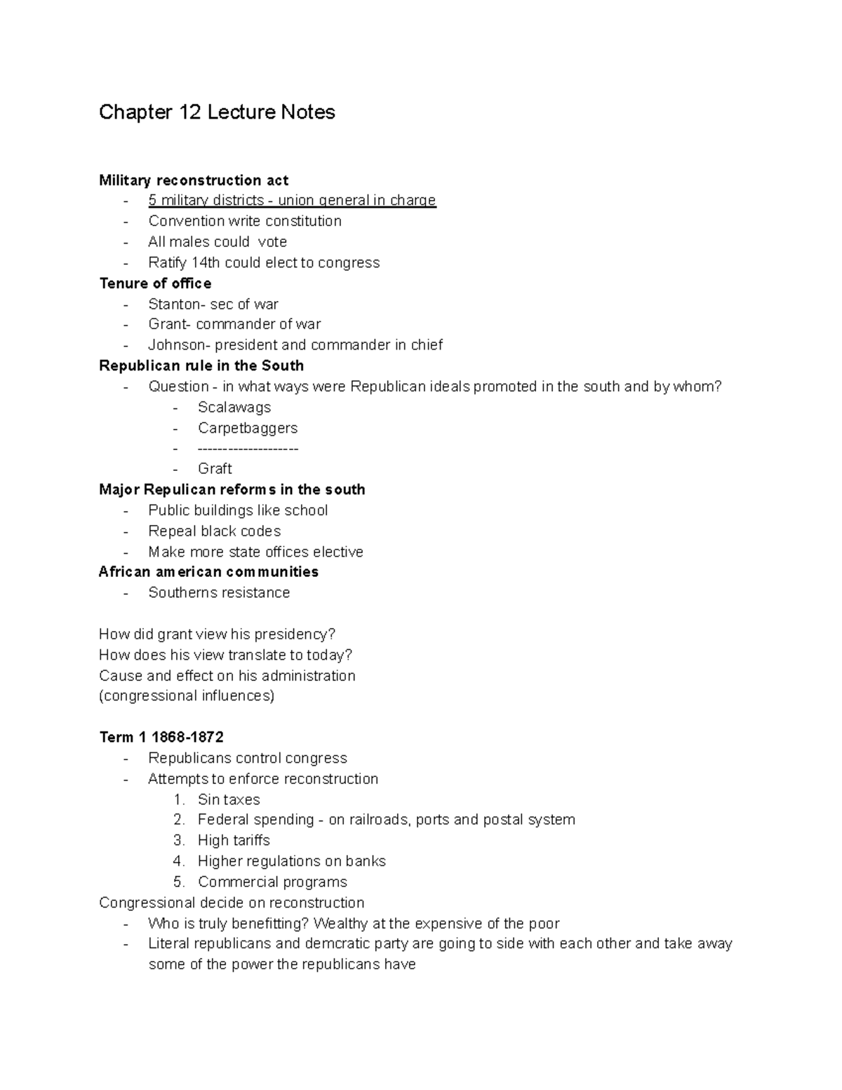 Us history chapter 12 lecture notes - Chapter 12 Lecture Notes Military ...