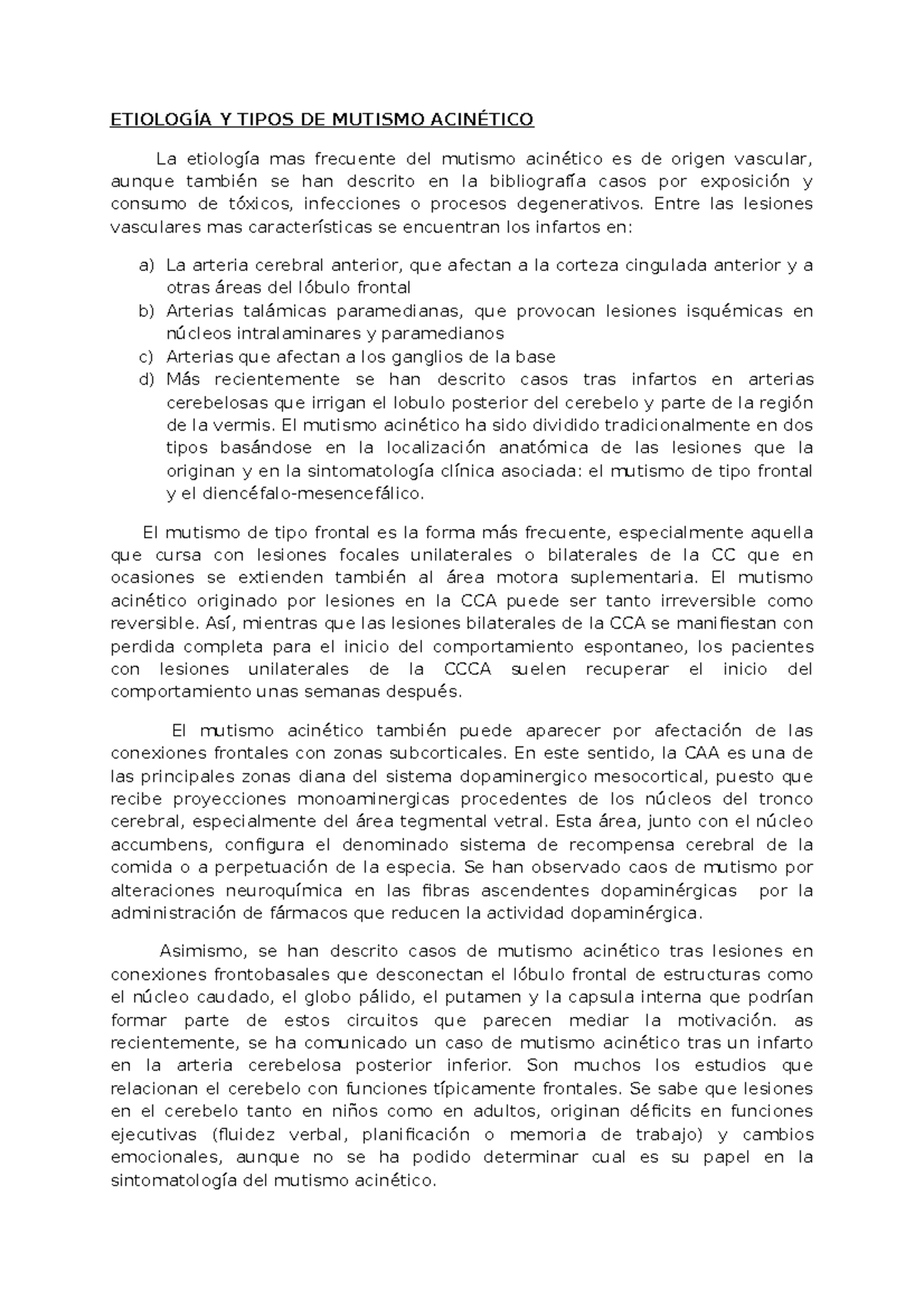 Etiología Y Tipos DE Mutismo Acinético - ETIOLOGÍA Y TIPOS DE MUTISMO ...