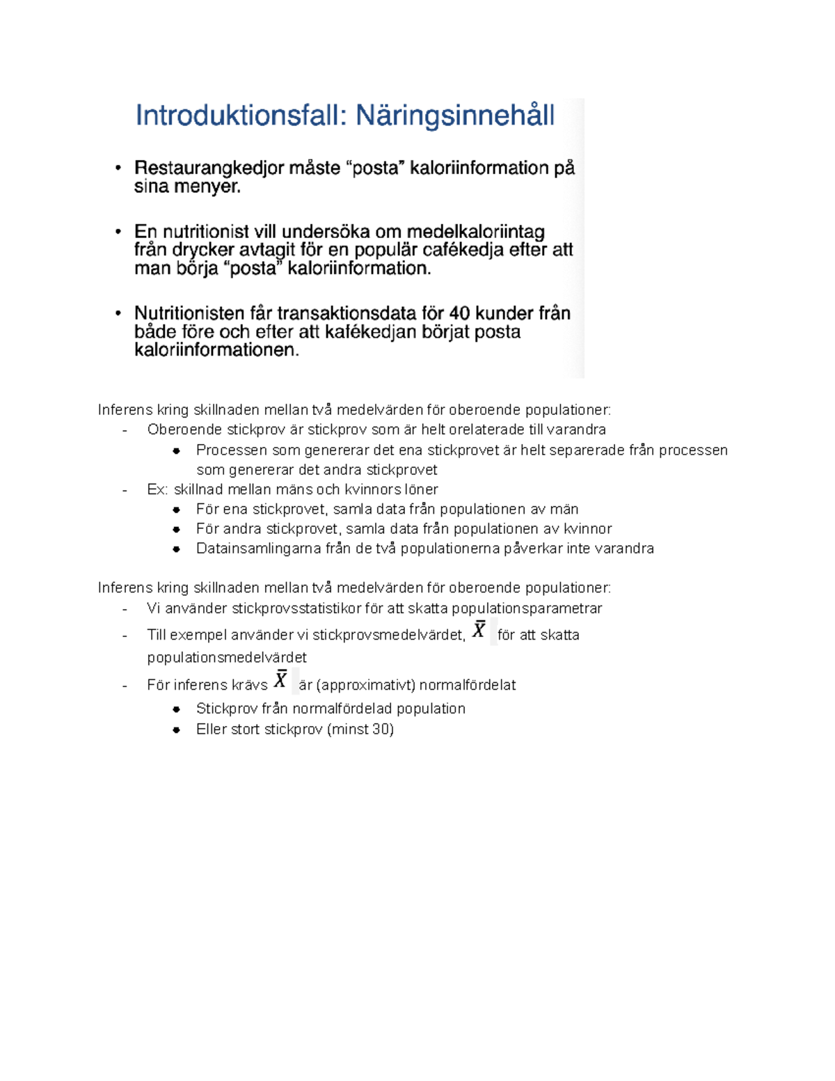 Föreläsning 10 - Statistik - Inferens kring skillnaden mellan två ...