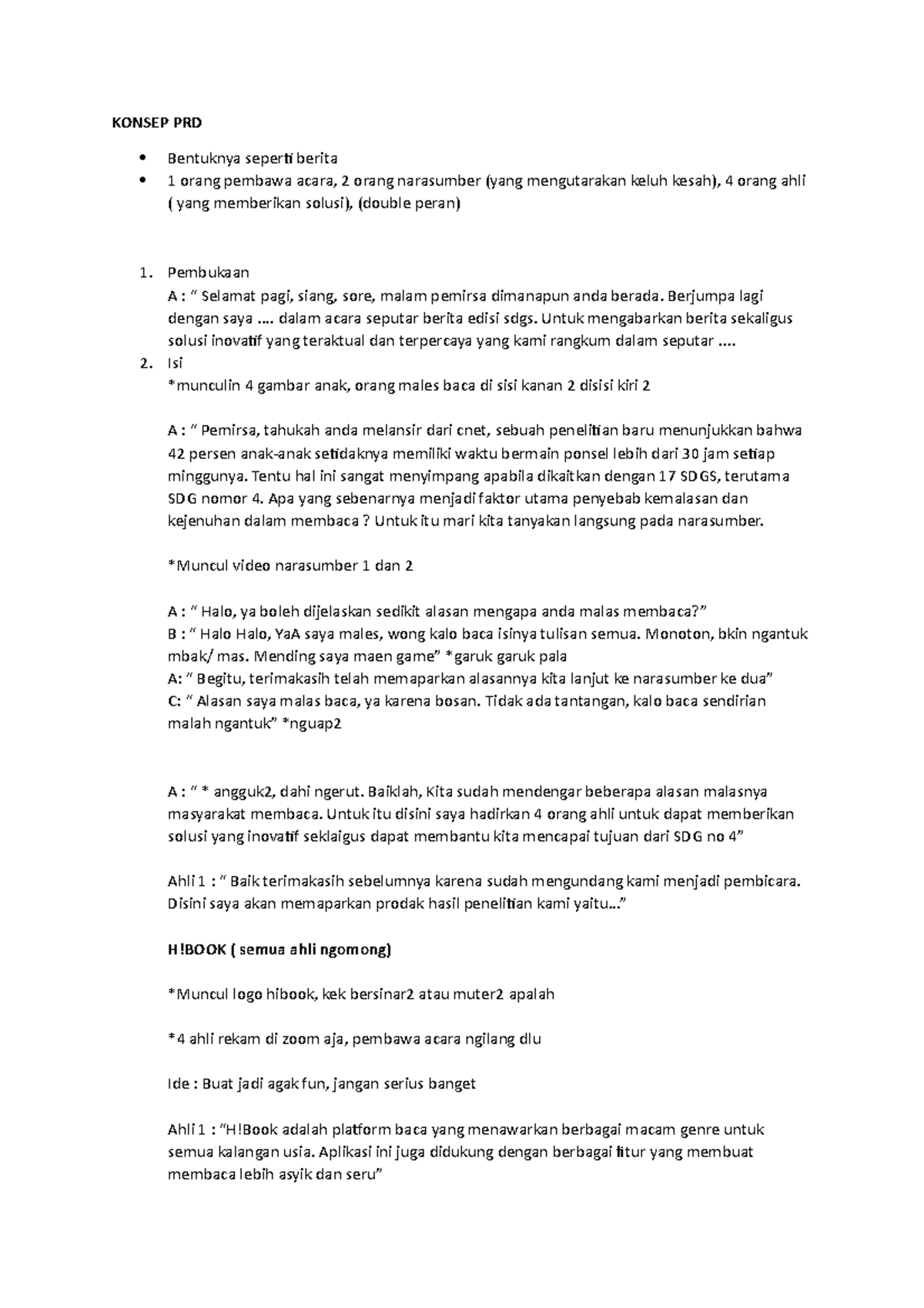 Konsep PRD - keterangan untuk tugas besar - KONSEP PRD Bentuknya seperti berita 1 orang pembawa ...