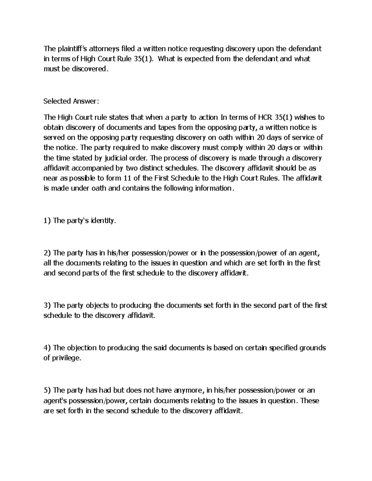 The plaintiff - Practical questions - The plaintiff’s attorneys filed a ...