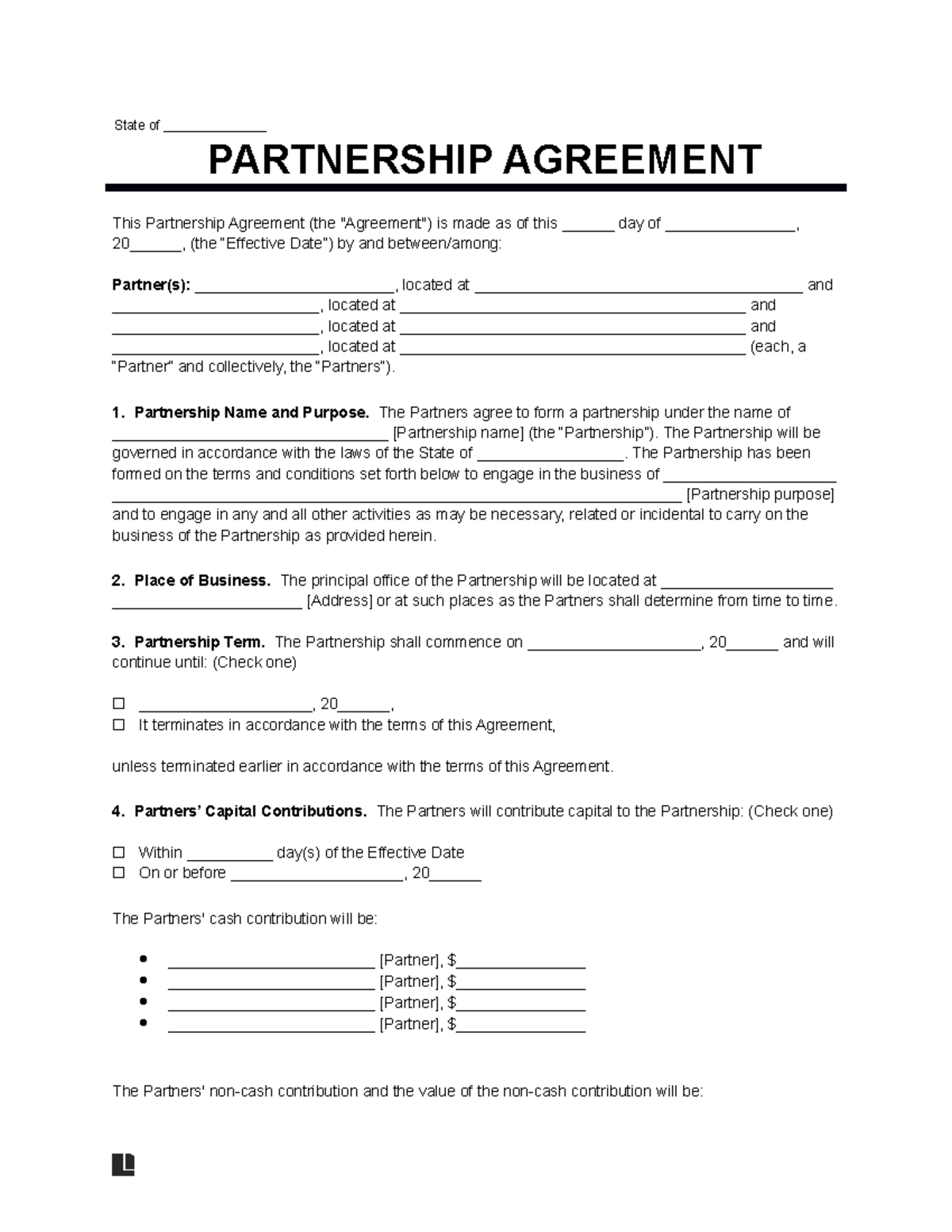Universal- Partnership - State of ______________ PARTNERSHIP AGREEMENT ...
