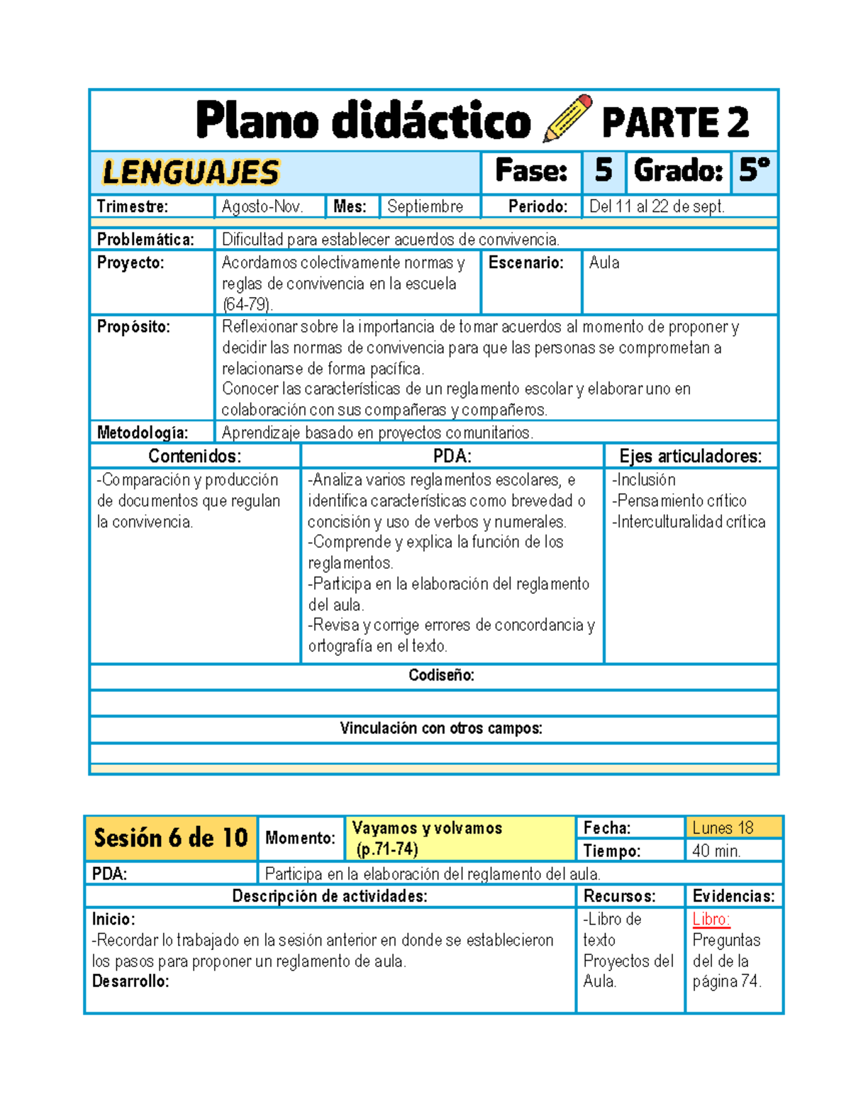 Planeación - orientaciones para maestros - Trimestre: Agosto-Nov. Mes ...