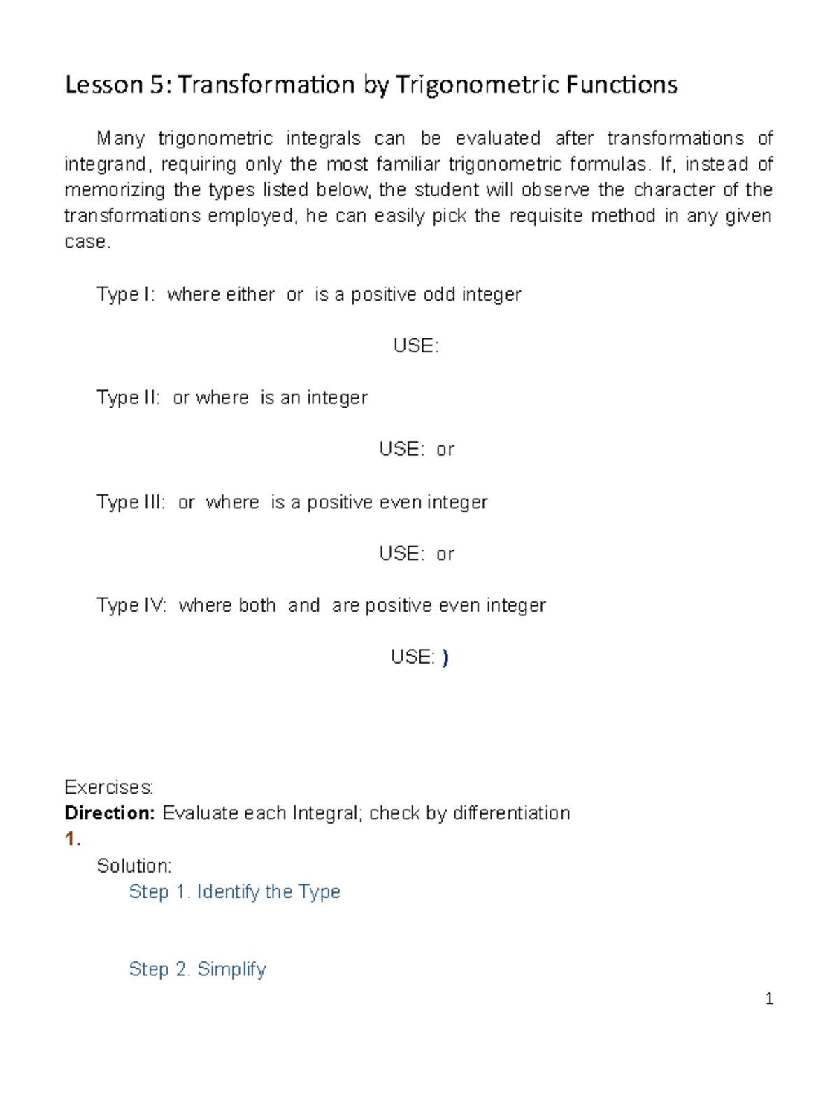 Lesson 5. Transformation by Trigonometric Functions - Lesson 5 ...