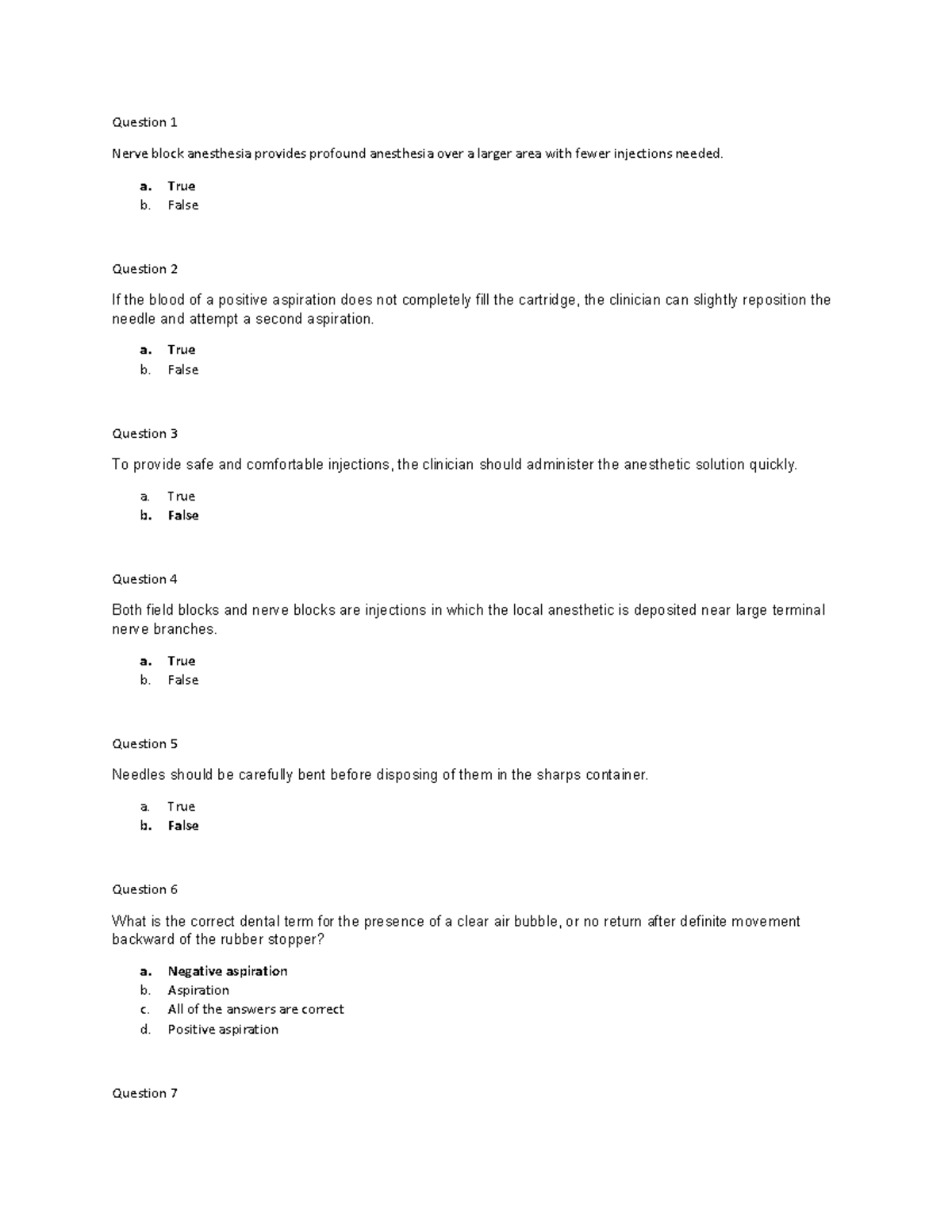 Quiz 11 2019, questions and answers - Warning: TT: undefined function: 32 Question 1 Nerve block ...