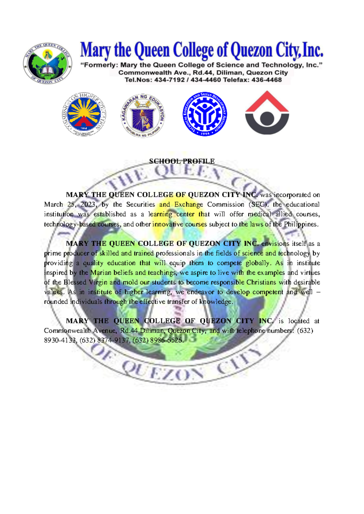 7 Company Profile - Accounting - ####### SCHOOL PROFILE MARY THE QUEEN ...