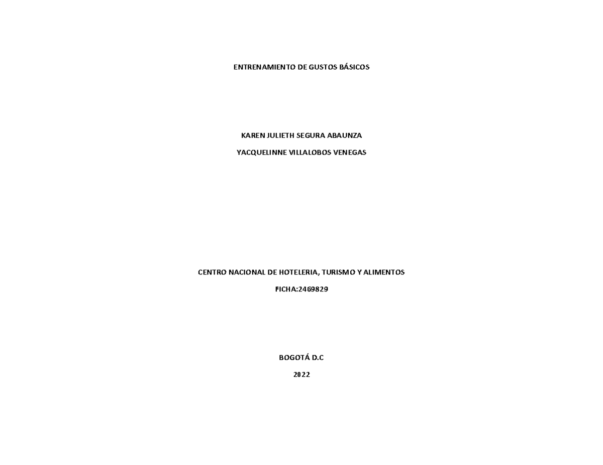 Entrenamiento DE Gustos Básicos 2 - ENTRENAMIENTO DE GUSTOS BÁSICOS ...