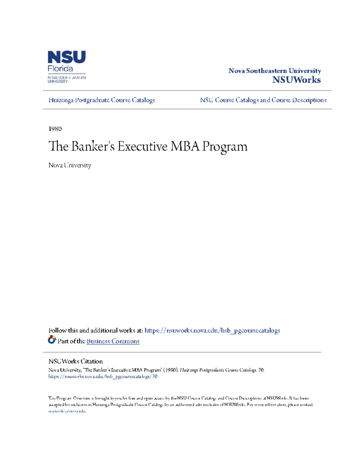 The Bankers Executive MBA Program - Nova Southeastern University ...