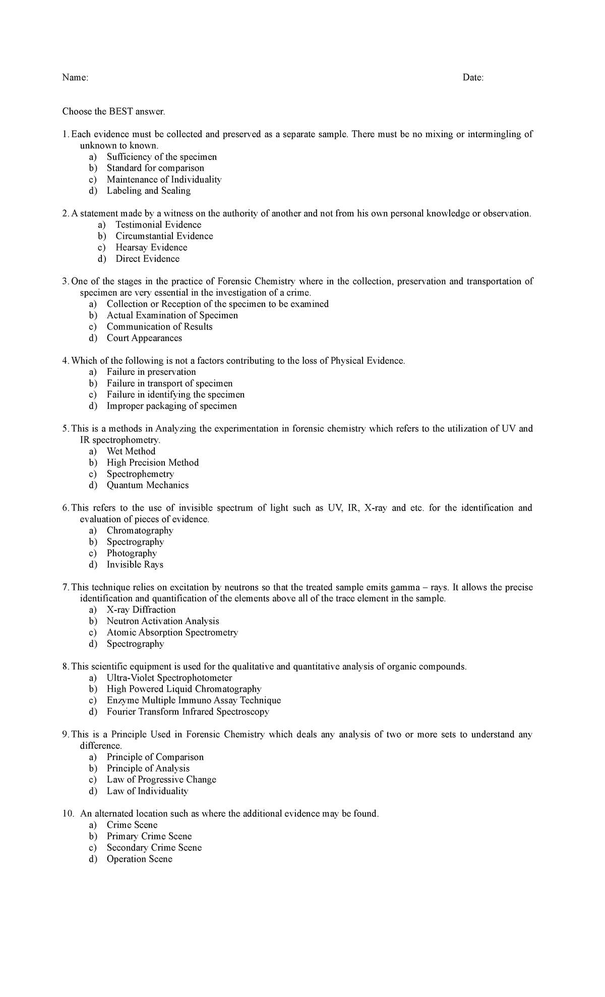 Quiz 2 - lea board exam reviewer with answer - Name: Date: Choose the ...