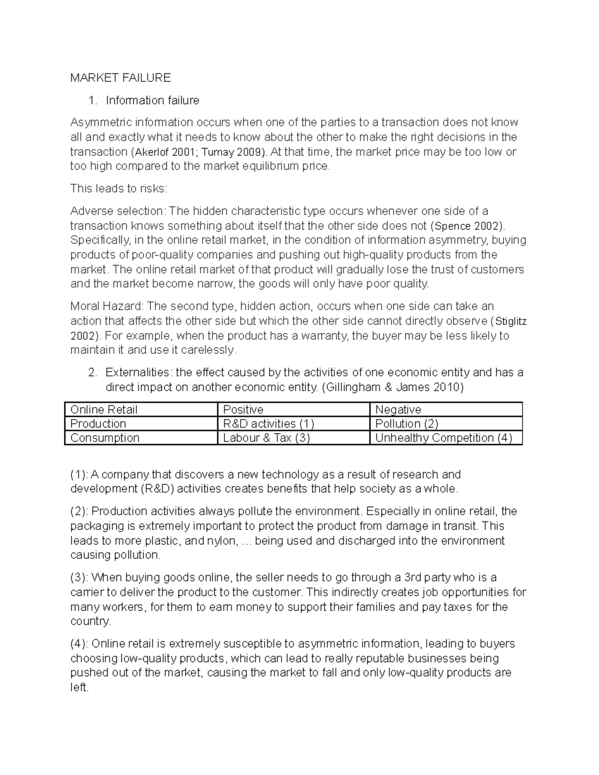 Market Failure - MARKET FAILURE Information failure Asymmetric ...