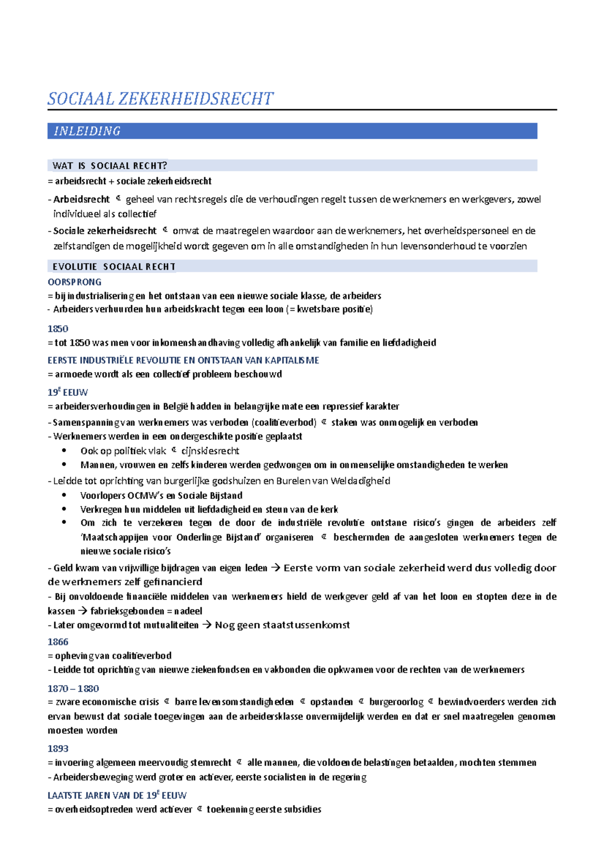 Sociaal Zekerheidsrecht - SOCIAAL ZEKERHEIDSRECHT INLEIDING ####### WAT ...