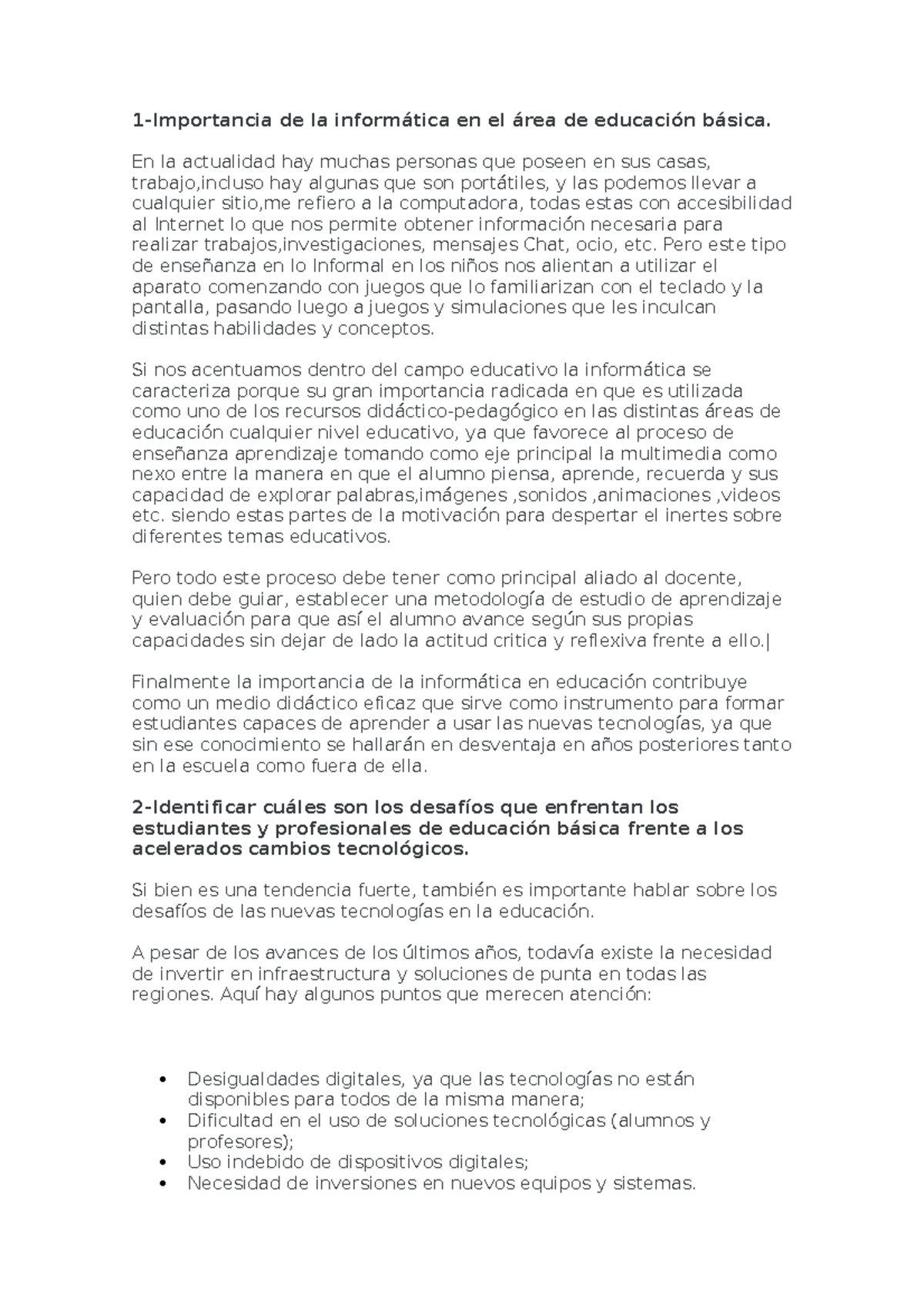La importancia de la informática en el área de Educacion Basica - 1 ...