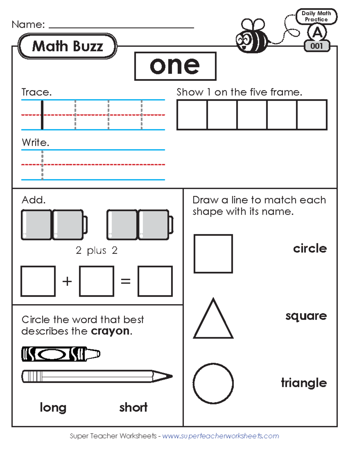 Math-buzz-a-1-5 First - Name: Math Buzz Practice A 001 2 plus 2 circle ...