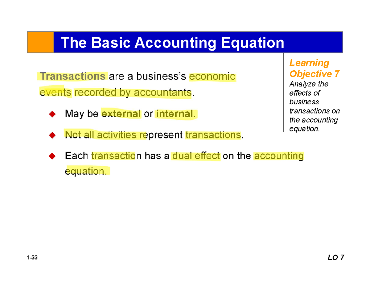Accounting in action-3 - 1- Transactions are a business’s economic ...
