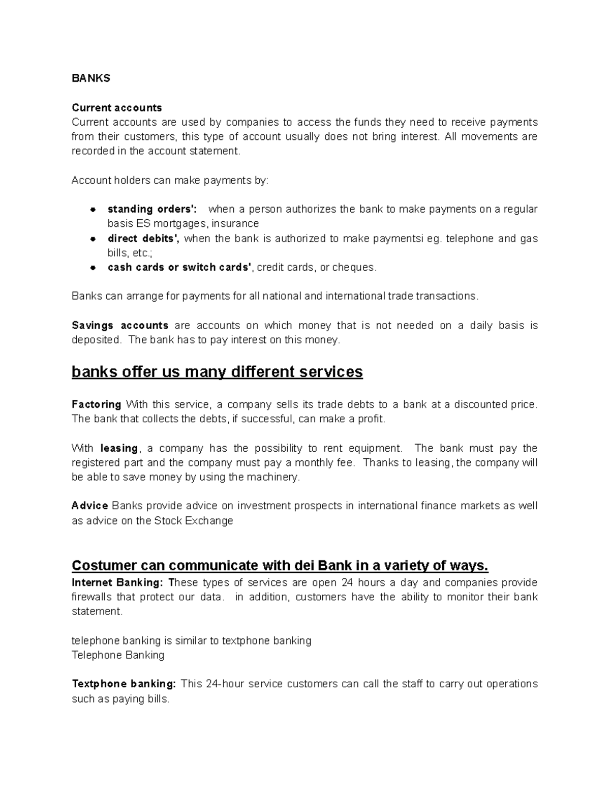 Banks - BANKS Current accounts Current accounts are used by companies ...