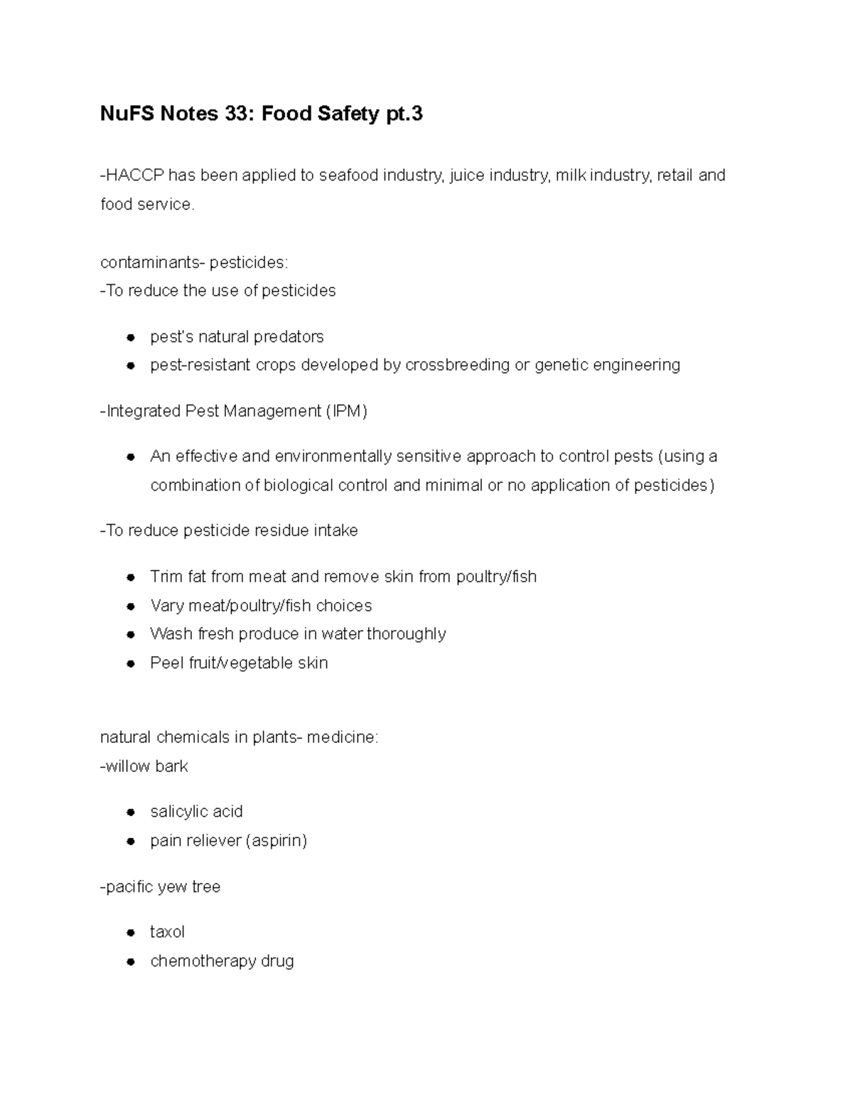 NuFS 016- Science, Physiology, and Nutrition: Notes 33 Food Safety pt.3 ...