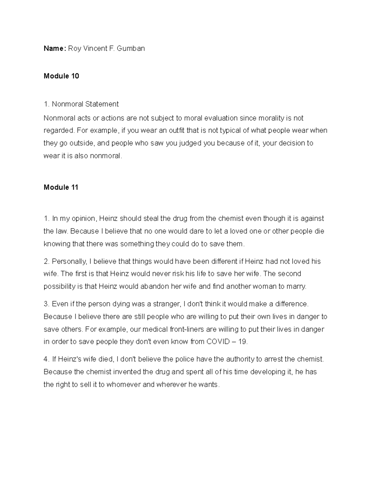 Module 10 ,11 - Gumban - Summary - Name: Roy Vincent F. Gumban Module ...
