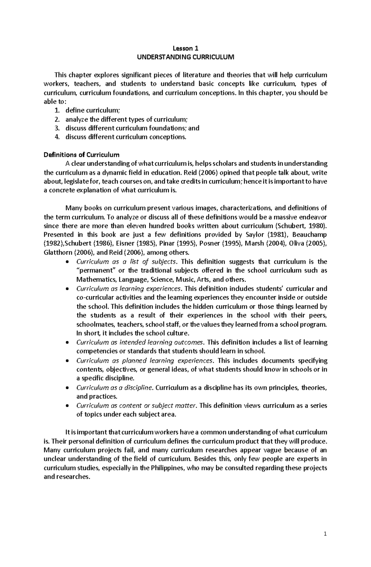 TSC - Lecture about the Teacher and the School Curriculum - 1 Lesson 1 ...