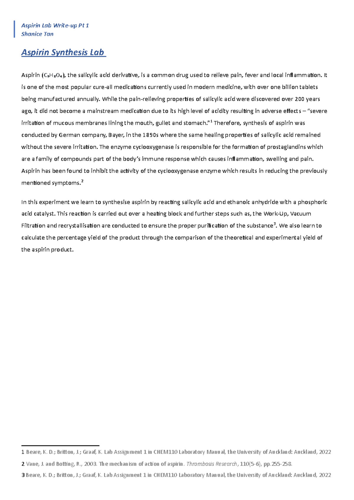 Post Lab Write-Up - 1 - This is the post lab assignment for CHEM110 ...