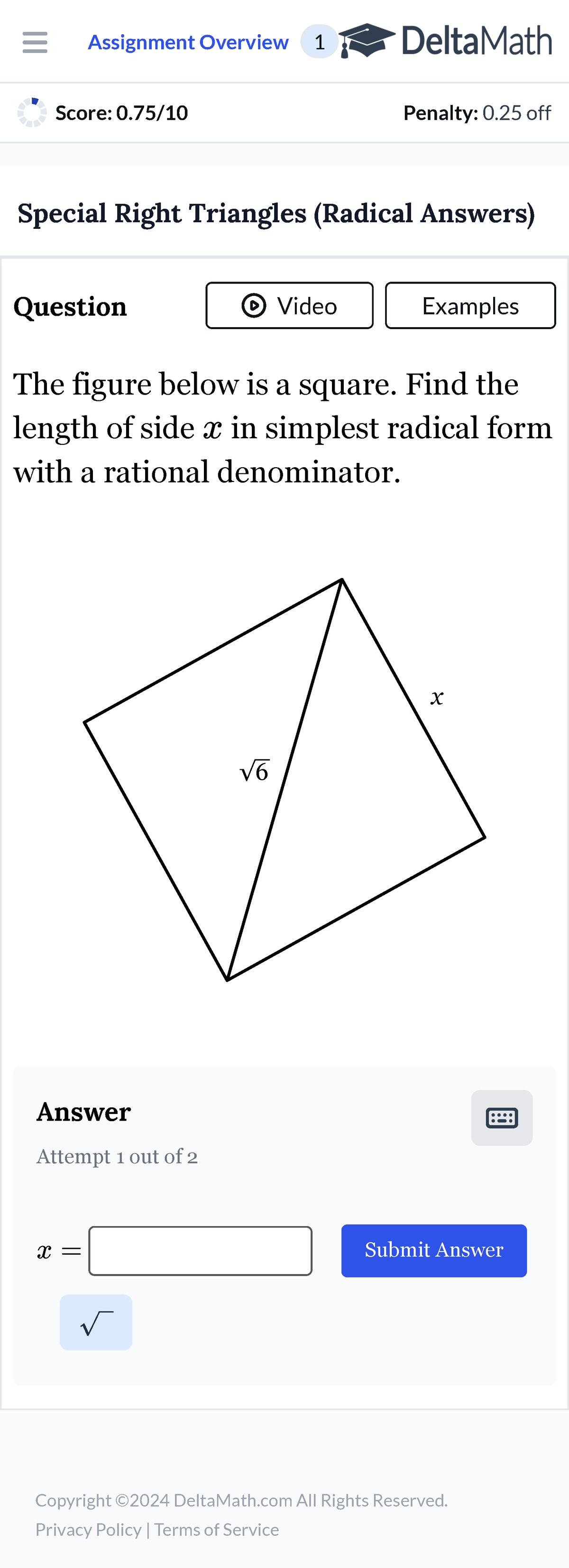 Delta Math Student Application 2 - MATH B111L - Score: 0/10 Penalty: 0 ...