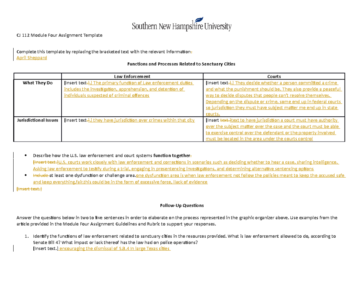 CJ 112 Module Four Assignment Template - CJ 112 Module Four Assignment ...