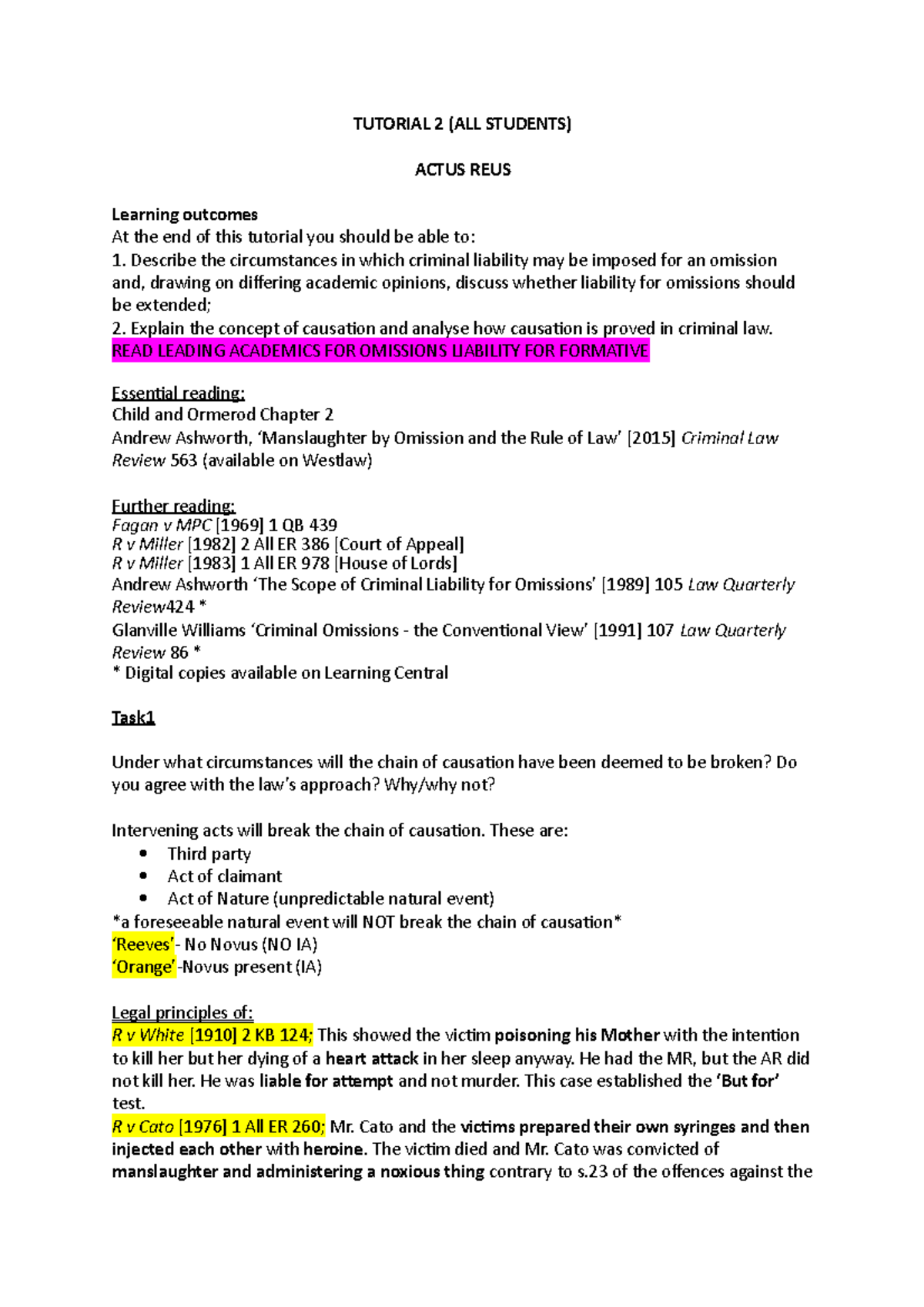 Tutorial 2 worksheets - Lecture notes - TUTORIAL 2 (ALL STUDENTS) ACTUS ...