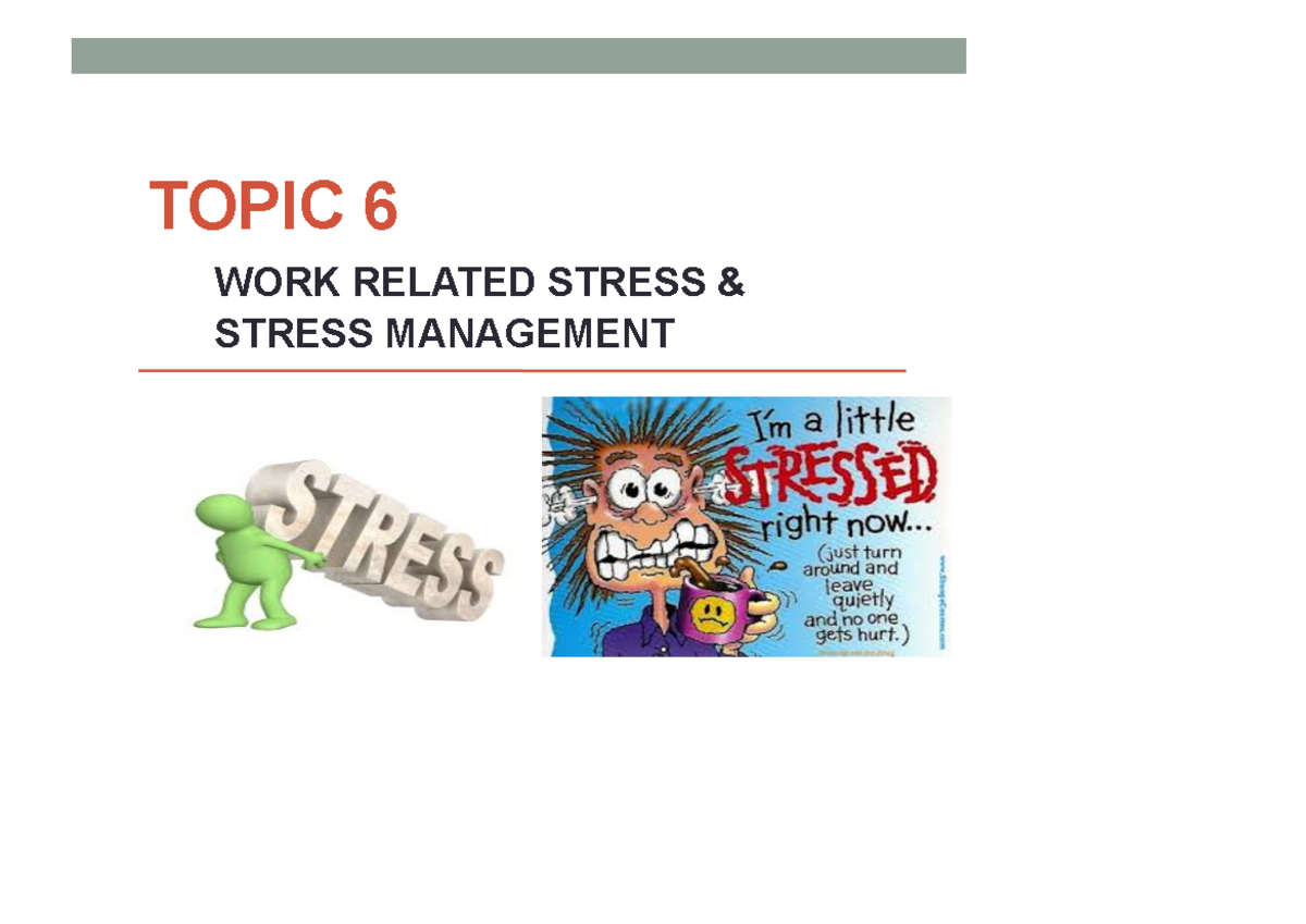 Chapter 6 Workplace Stress - TOPIC 6 WORK RELATED STRESS & STRESS ...