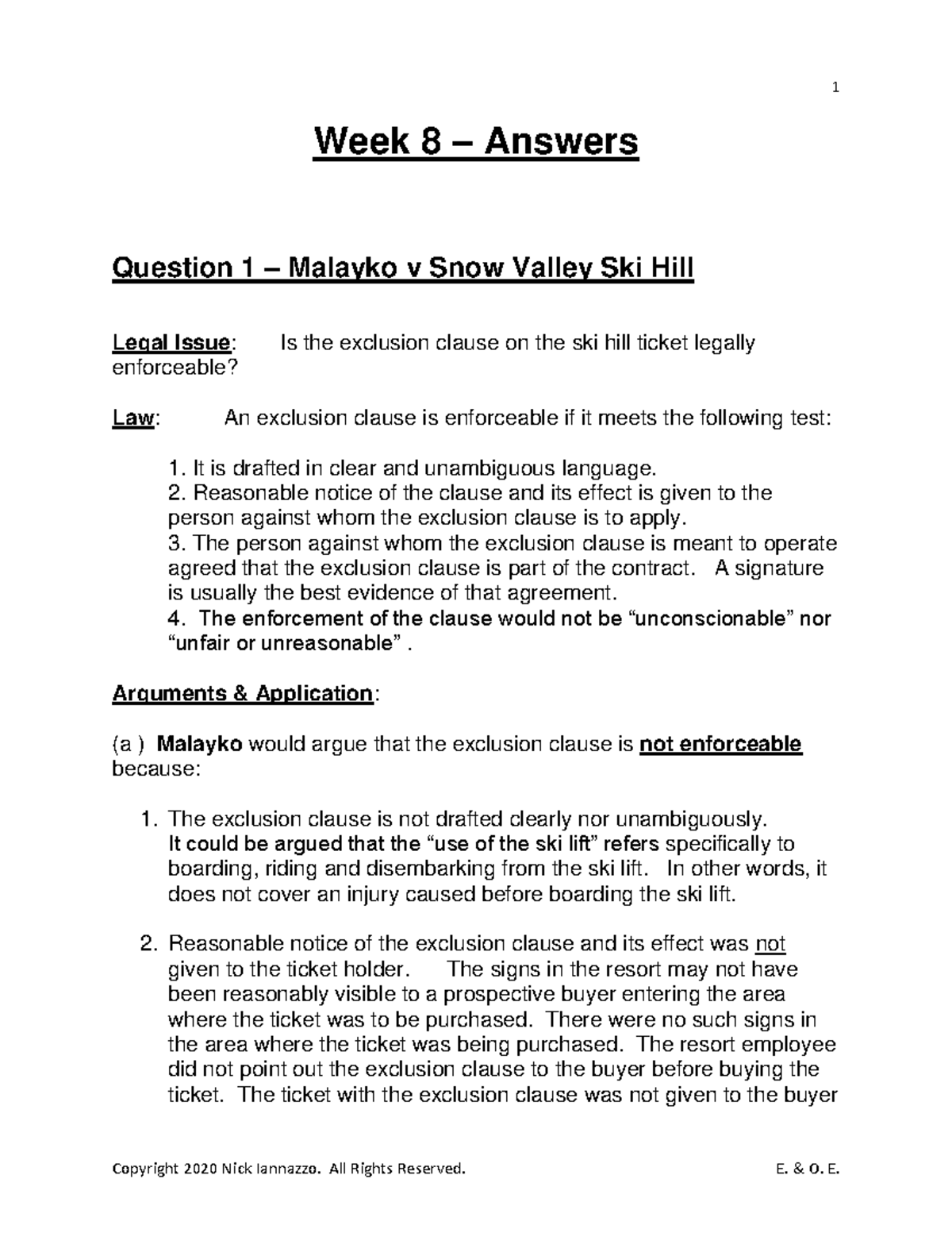Week 8 - Answers - Practice Cases with answer - Week 8 – Answers ...