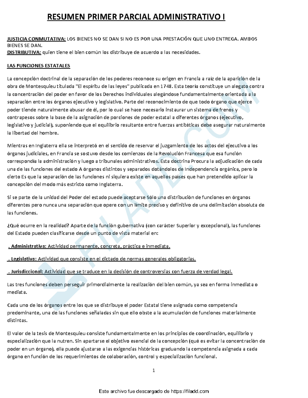 Resumen Clase Y Cassagne Admin I - ####### 1 RESUMEN PRIMER PARCIAL ADMINISTRATIVO I ...