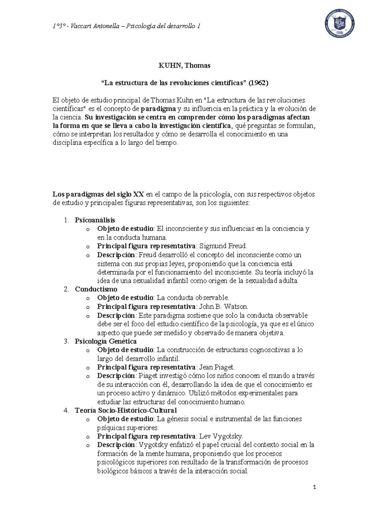 Características del ser humano según Bleger - KUHN, Thomas “La ...