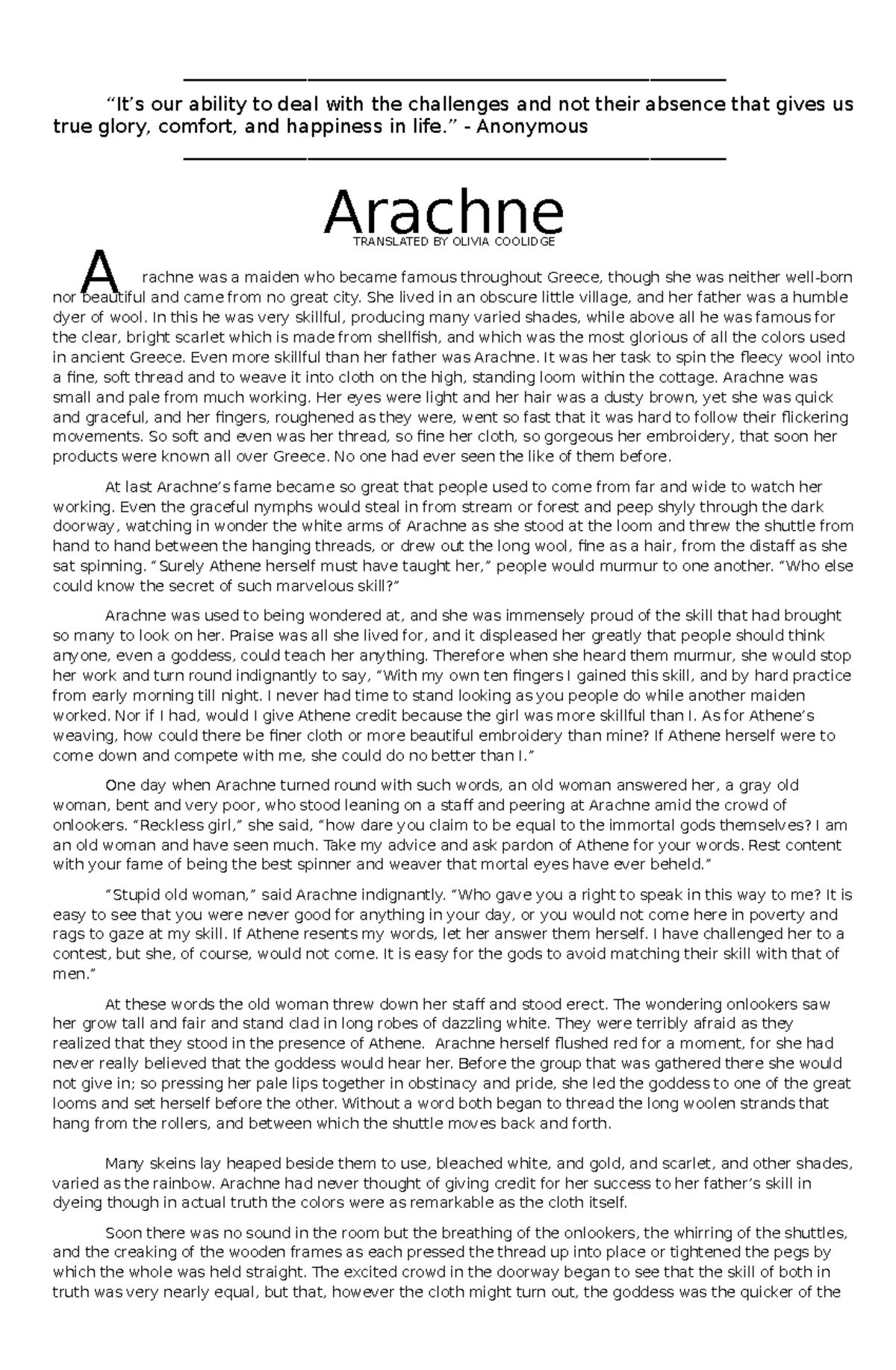 Arachne text ...