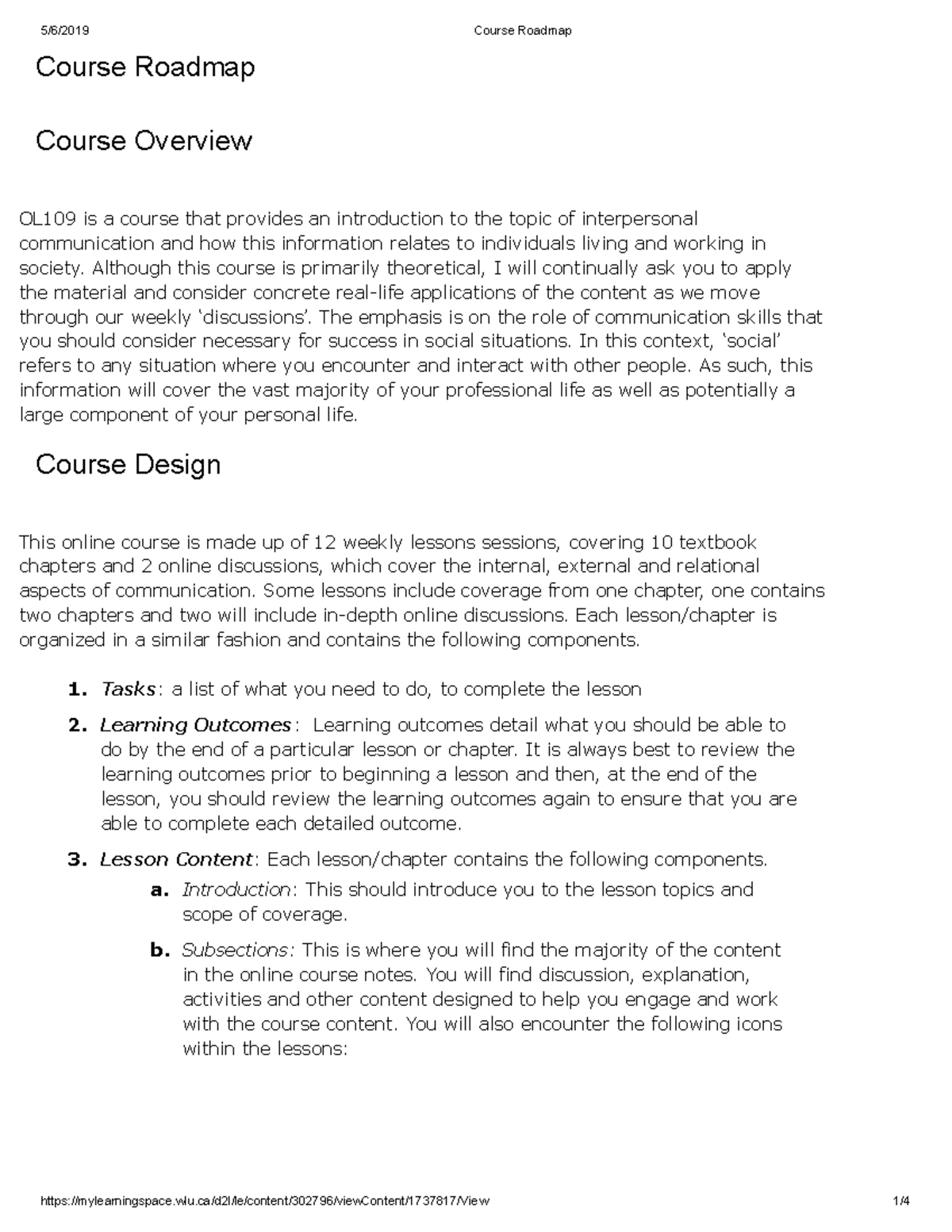 Course Roadmap - Course Roadmap Course Overview OL109 is a course that ...