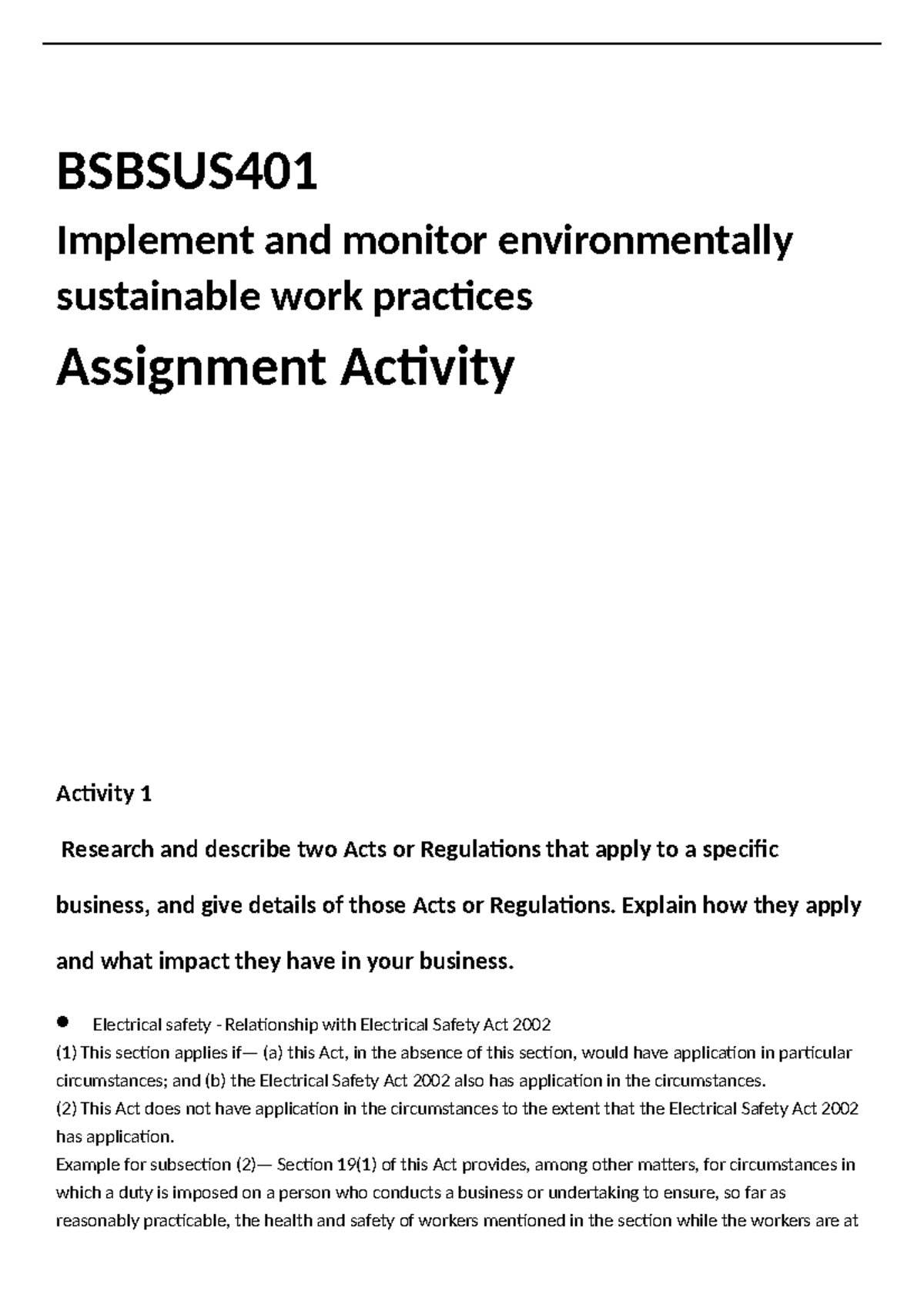 Bsbsus 401 implement and monitor environmentally sustainable work ...