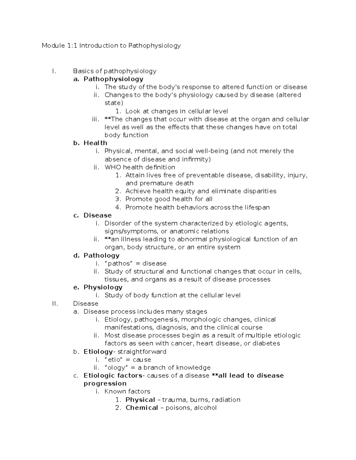 Module 1-1 Introduction to Pathophysiology - Basics of pathophysiology ...