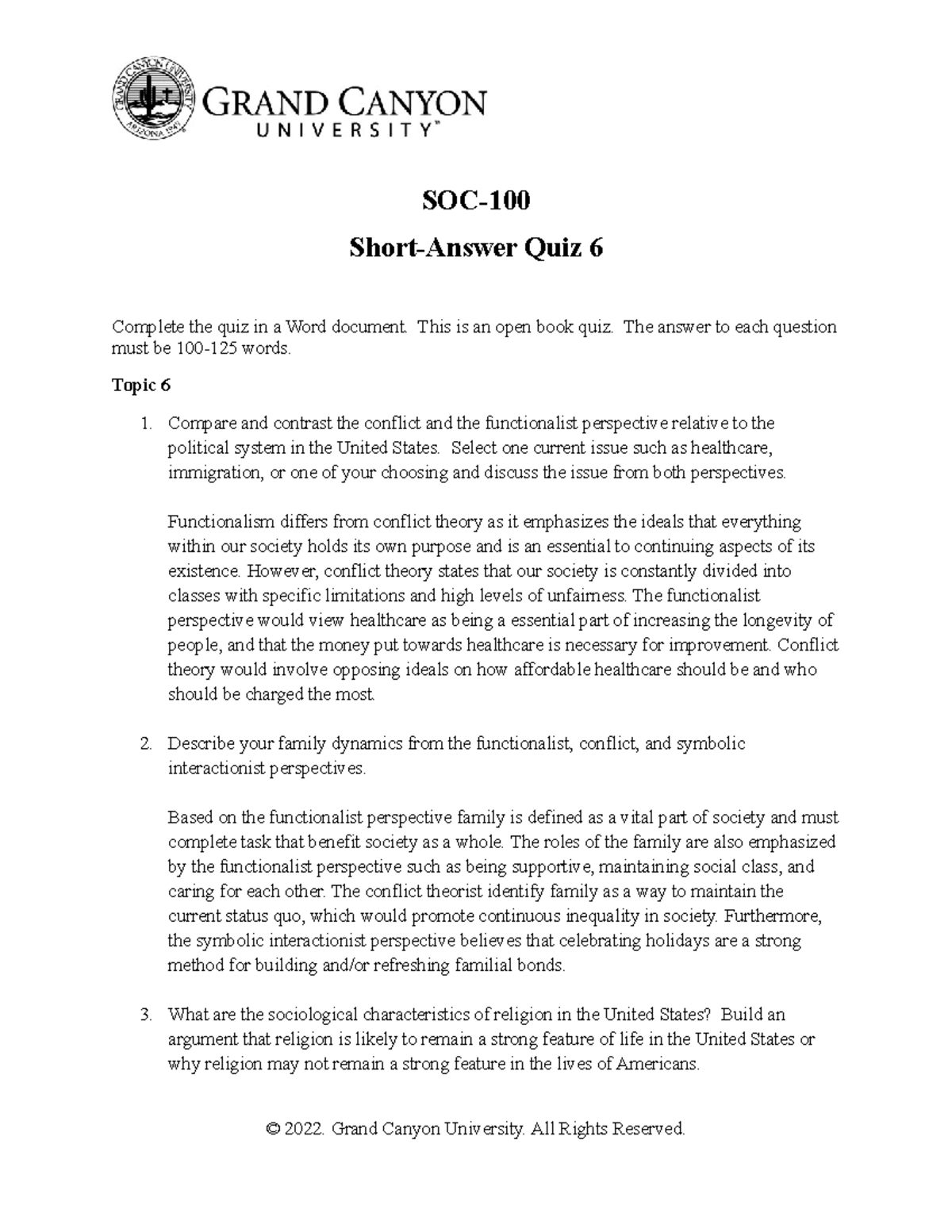 SOC100Quiz6-DGraham - Quiz 6 Assignment - SOC- Short-Answer Quiz 6 ...