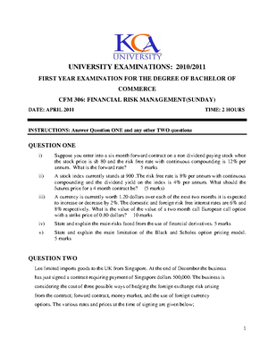Quiz Two x - UNIVERSITY EXAMINATIONS SCHOOL OF BUSINESS QUIZ TWO FIN ...
