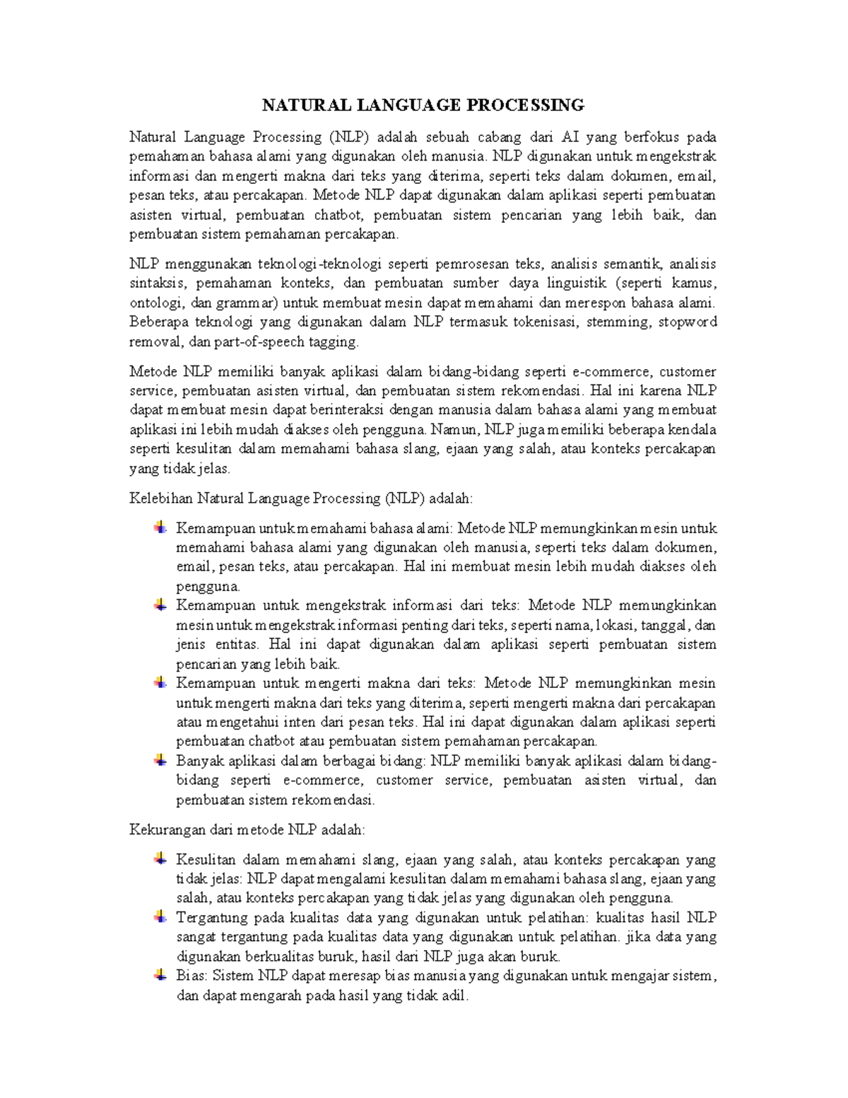 Resume Natural Language Processing - NATURAL LANGUAGE PROCESSING Natural Language Processing ...