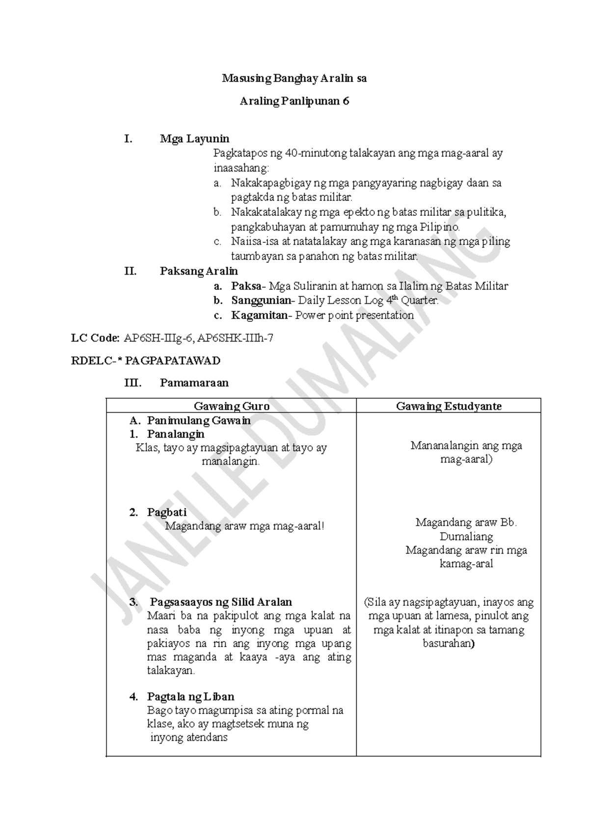 1. DLP AP - Detailed Lesson Plan in AP 6 - Masusing Banghay Aralin sa ...