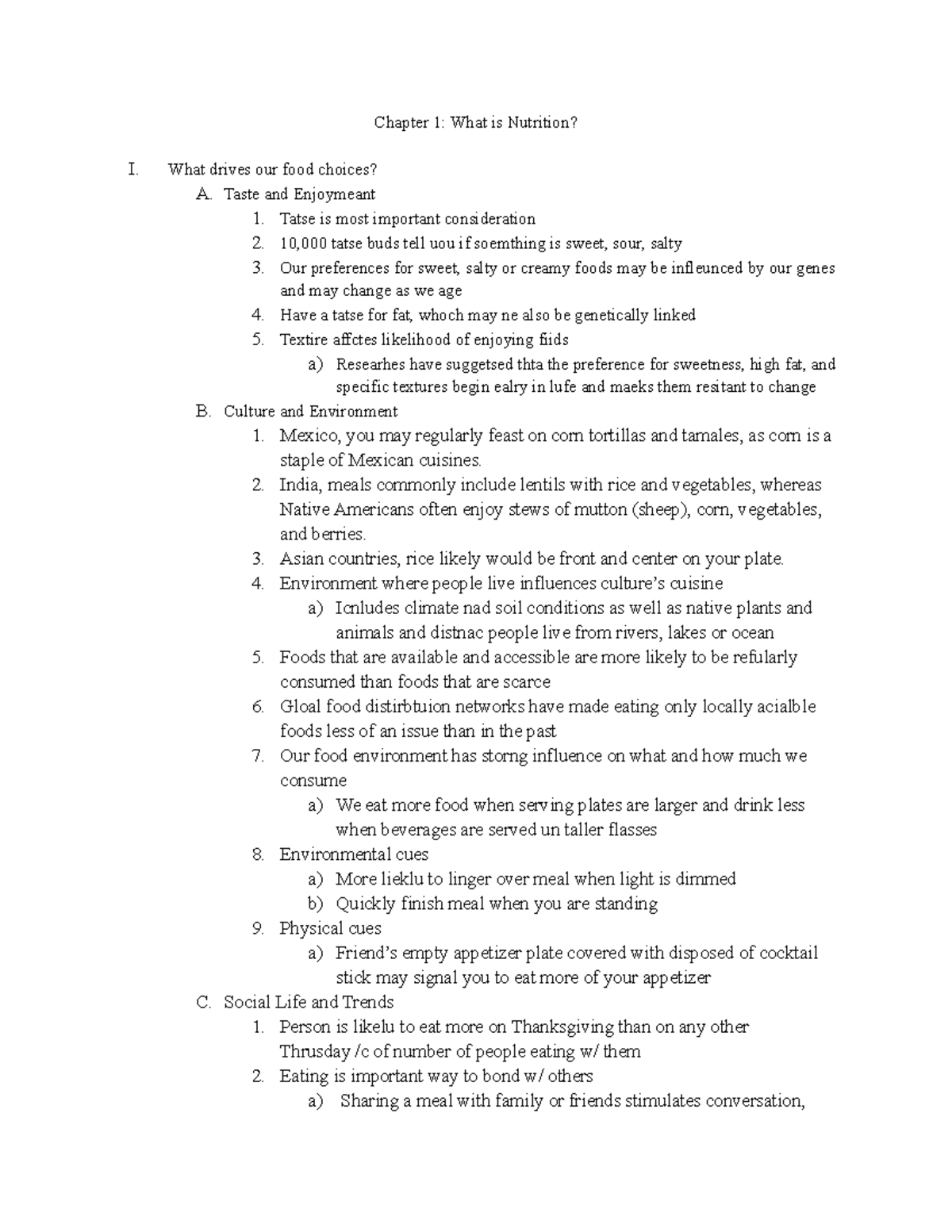 Chapter 1 What is Nutrition - Chapter 1: What is Nutrition? I. What ...