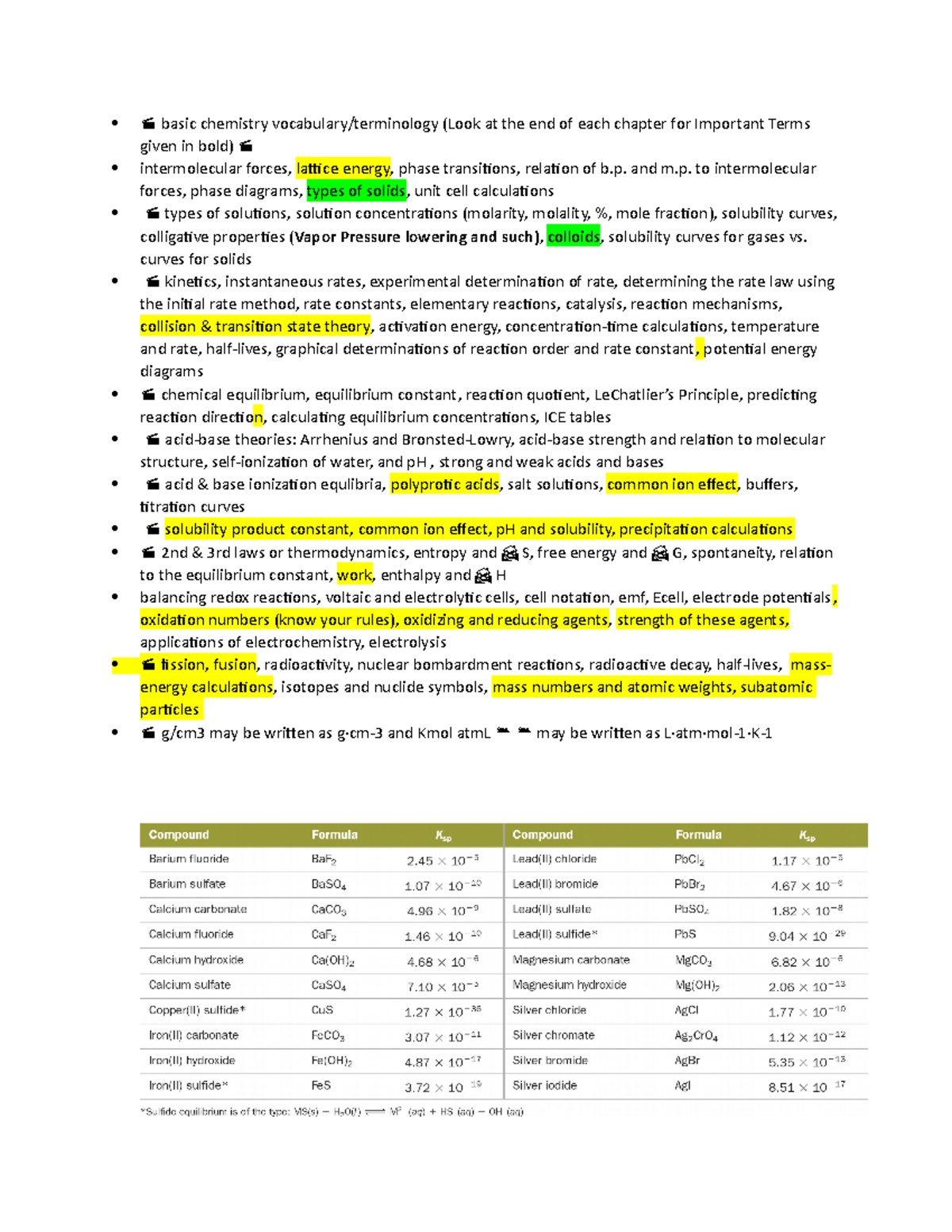 ACS Review - basic chemistry vocabulary/terminology (Look at the end of ...