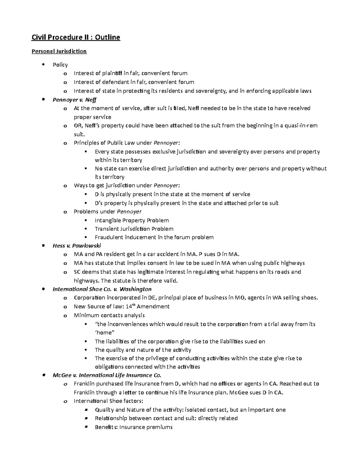 Civil Procedure II - Outline - Civil Procedure II : Outline Personal ...