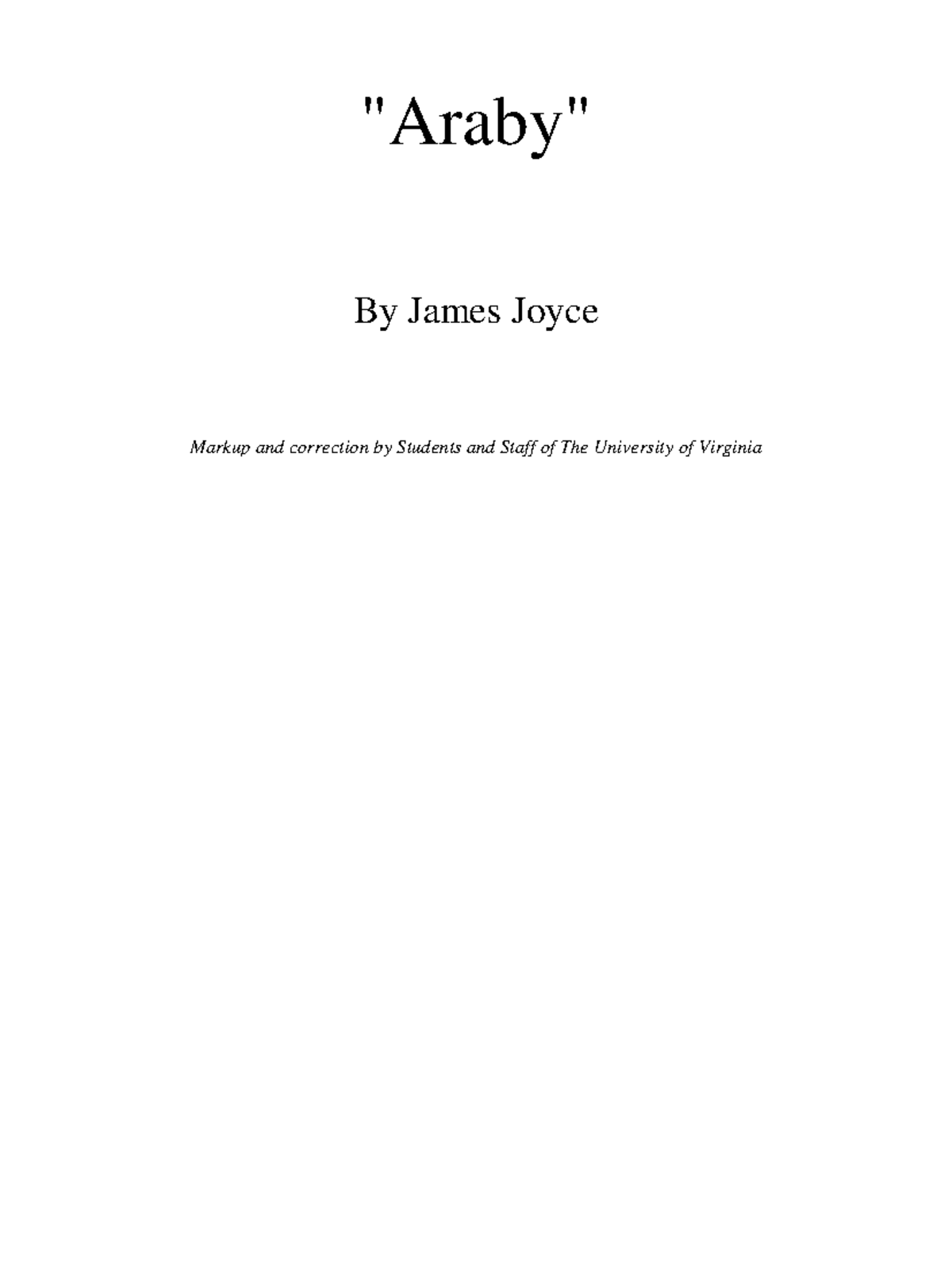 Araby (british) - American literature - "Araby" By James Joyce Markup ...
