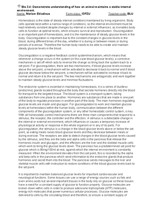 3.4 homeostasis - ncea level 3 biolofgy - INTRODUCTION Homeostasis is ...