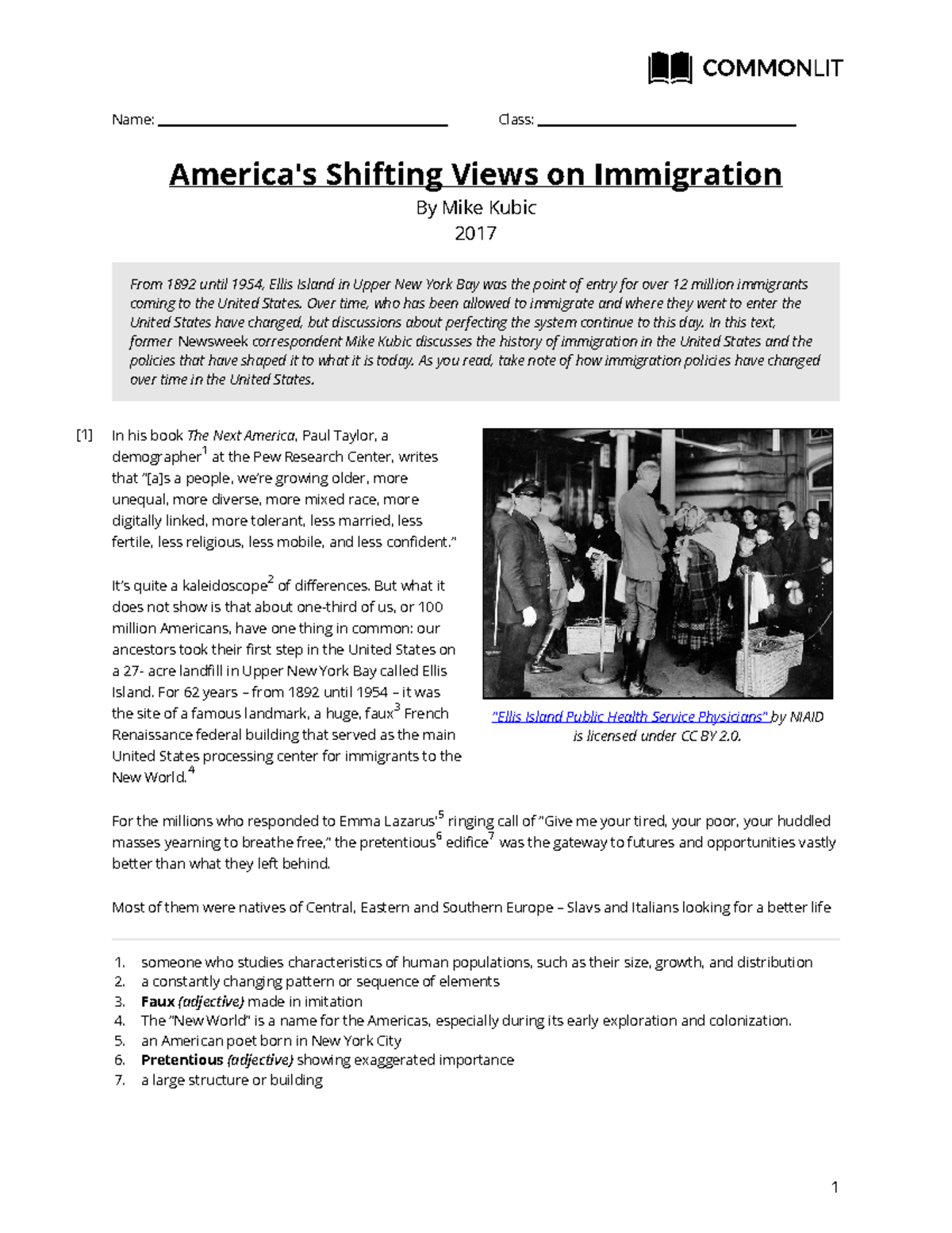 America's Shifting Views on Immigration-teacher-12 - Name: Class ...
