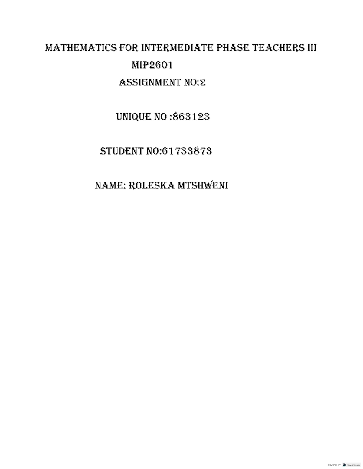 61733873 MIP2601 assignment 2 R M 1 - MIP2601 - Studocu