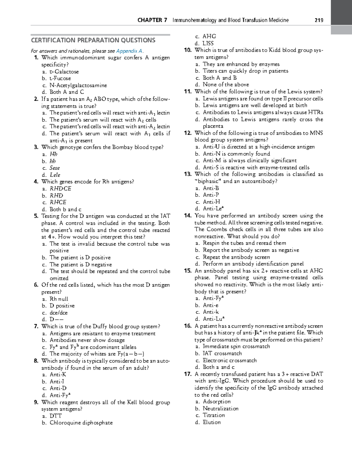 Elsevier-Blood Bank - Review Questions - CERTIFICATION PREPARATION ...
