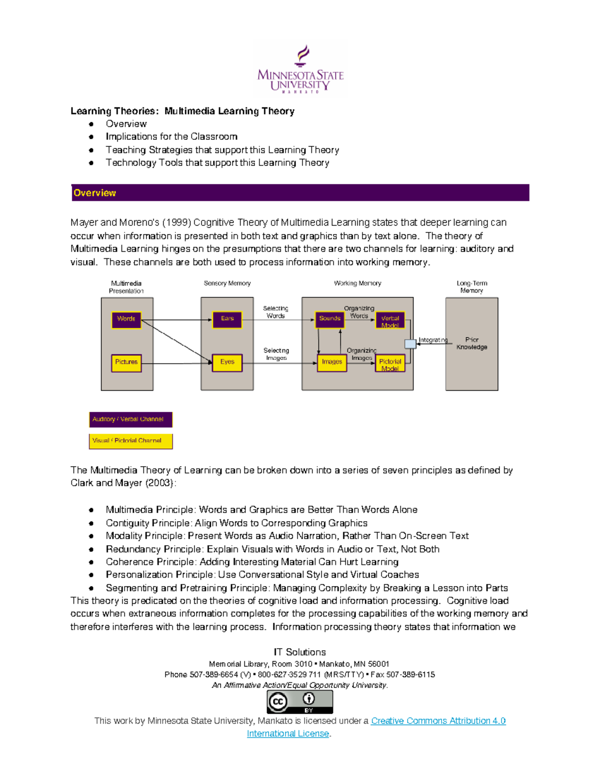 Learning Theories Multimedia Learning Theory - IT Solutions Memorial ...