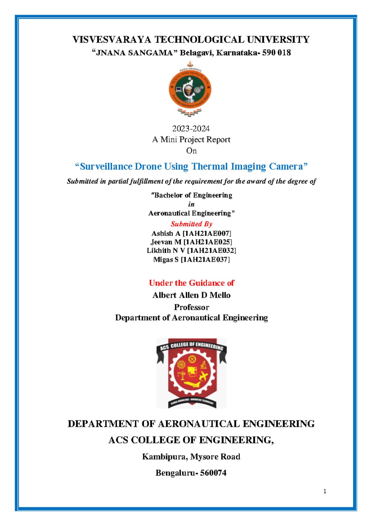 Mini project report - VISVESVARAYA TECHNOLOGICAL UNIVERSITY “JNANA ...